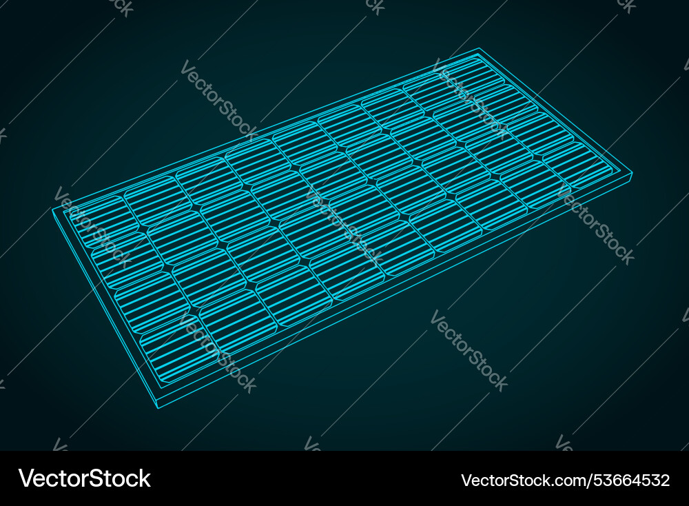 Solar panel blueprint Royalty Free Vector Image