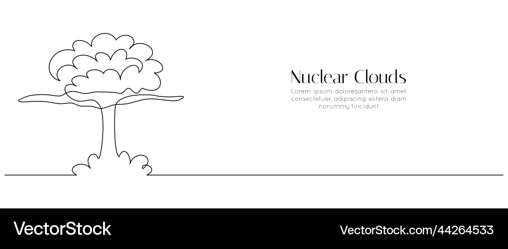 Atomic bomb explosion in one continuous line Vector Image