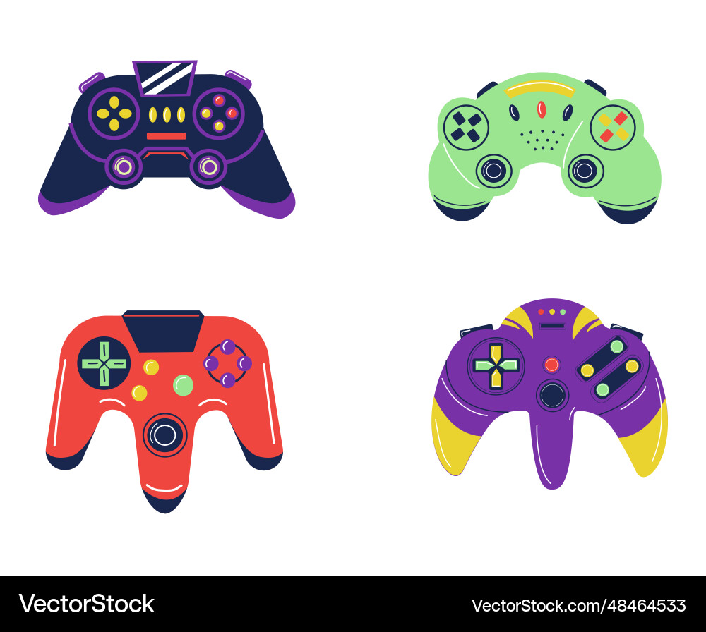 Cartoon joystick set video game equipment Vector Image