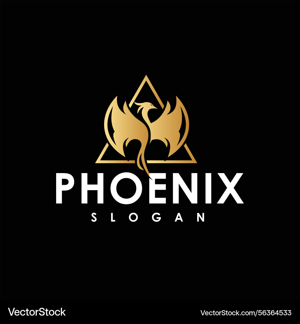 Golden phoenix bird in flight with triangle Vector Image