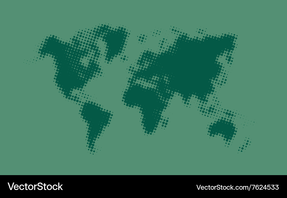 Green halftone political world map Royalty Free Vector Image