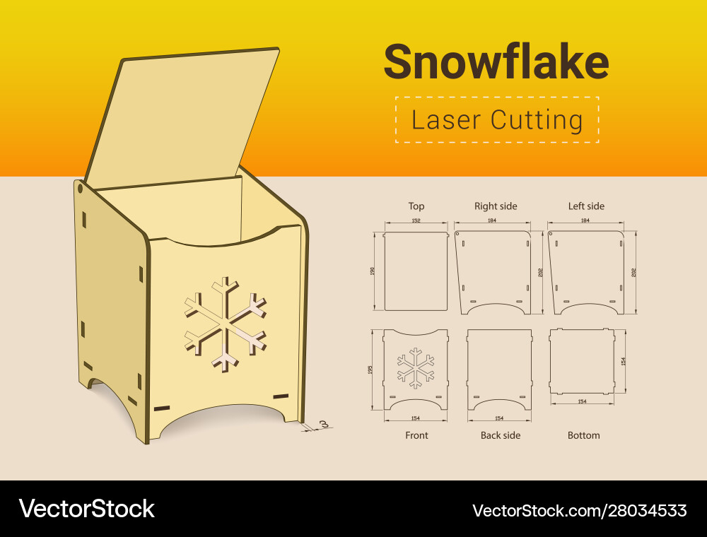 Laser Cut Christmas Snowflake Box Royalty Free Vector Image