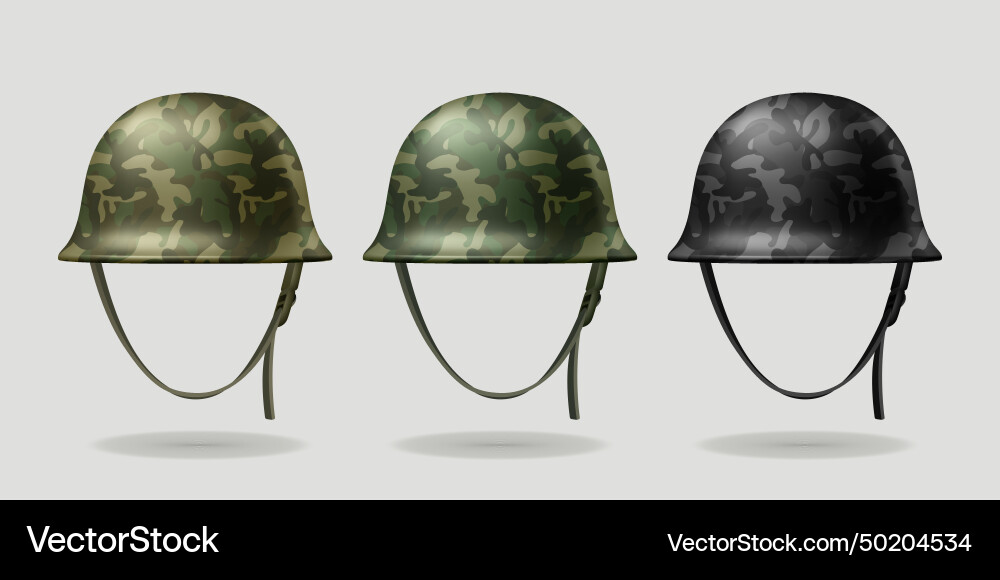 3d realistic military protective helmet set Vector Image