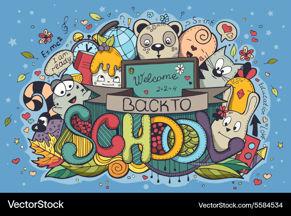 Back to school colored doodles Royalty Free Vector Image