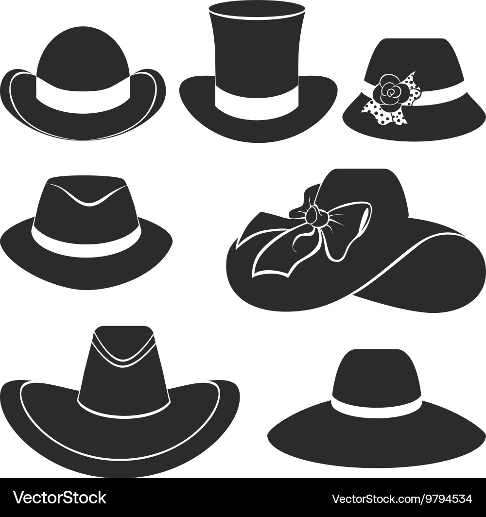 Black hats icons set Royalty Free Vector Image