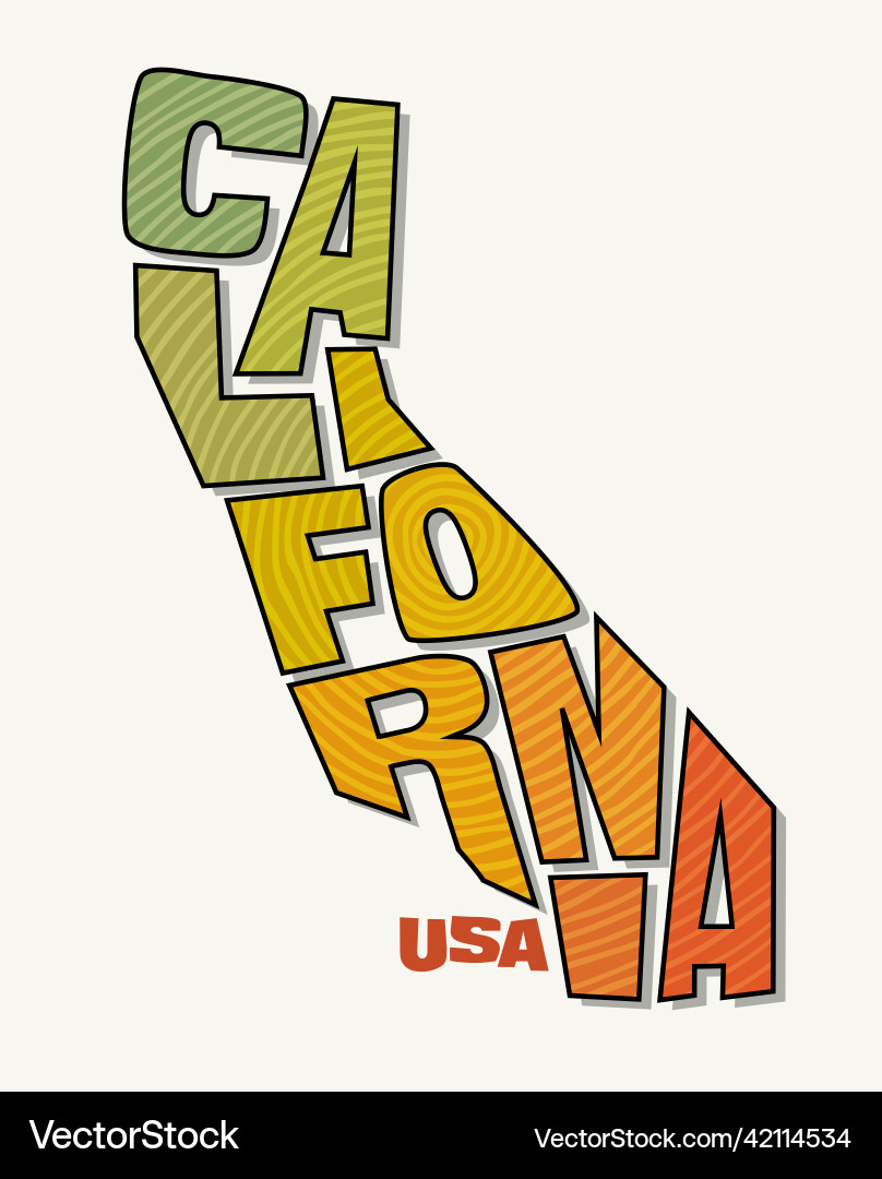 California with name distorted into state shape Vector Image