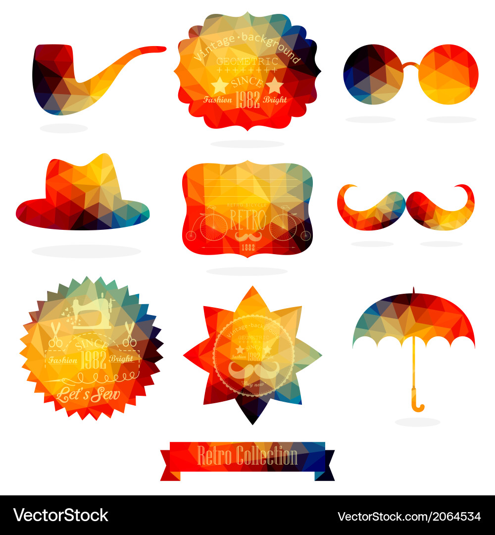 Geometric Retro Background with Mustache & Star