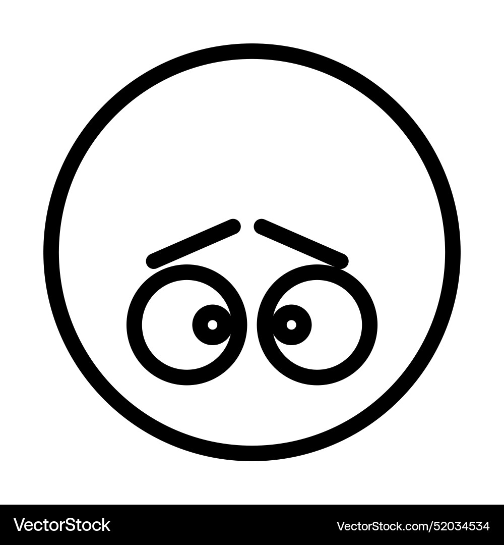 Guilty face emoji linear logo mark in black Vector Image