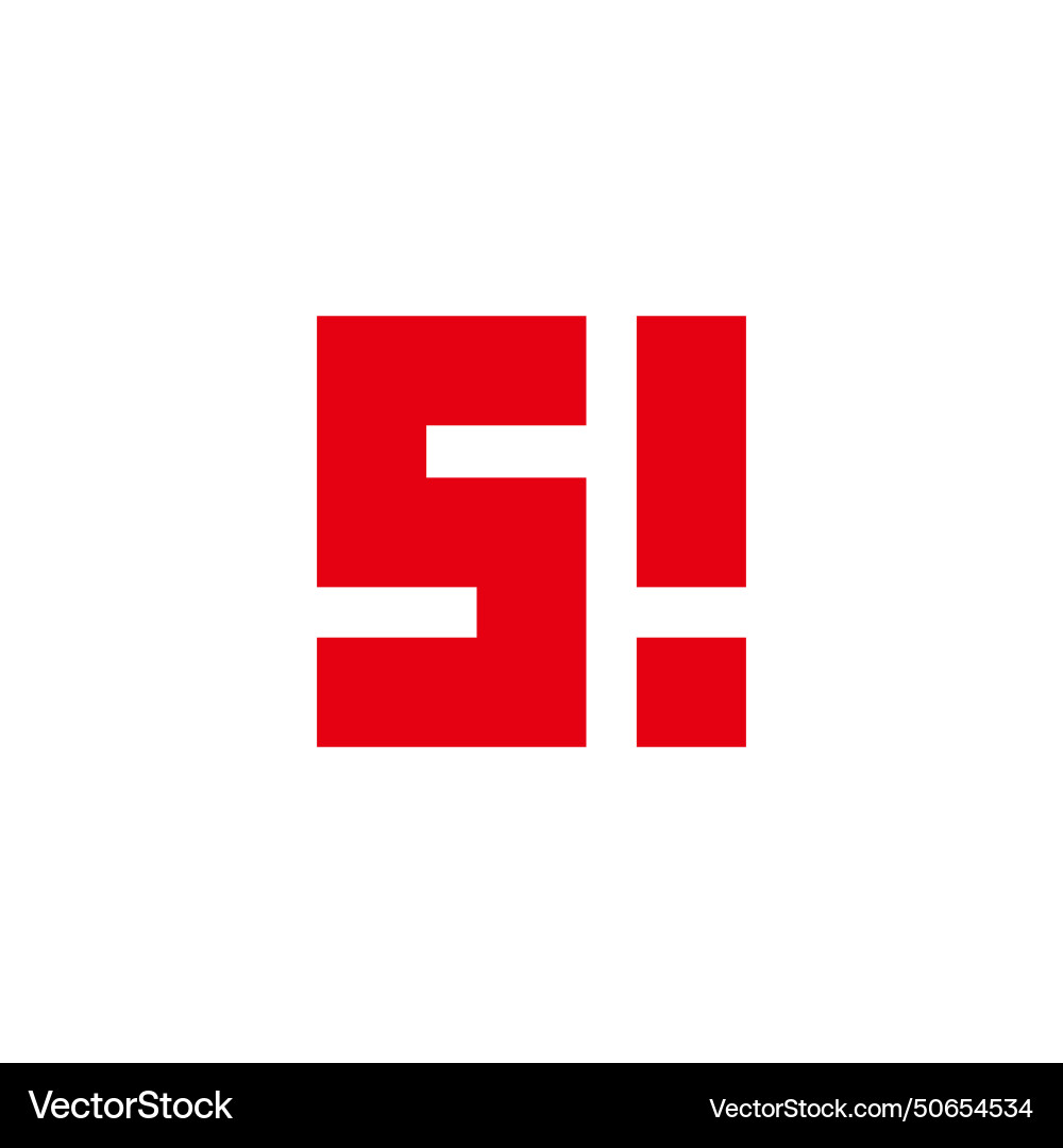 Letter s red exclamation geometric logo Royalty Free Vector
