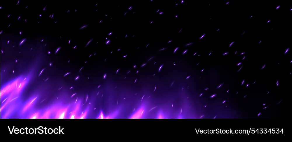 Purple flame with sparks fire flying cinder Vector Image