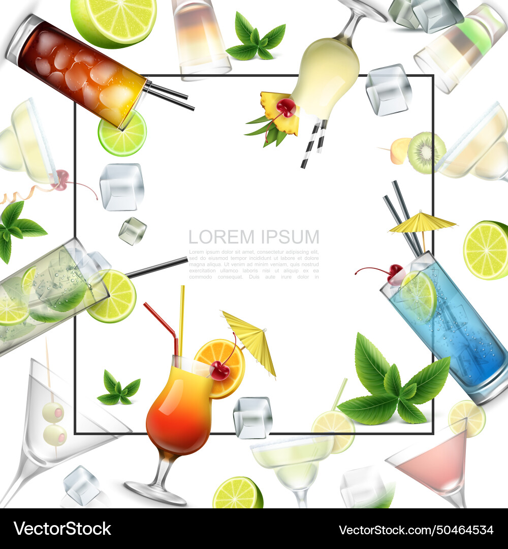 Realistic alcoholic beverages template Royalty Free Vector