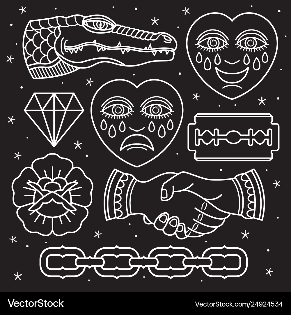 Set pattern flash tattoo Royalty Free Vector Image