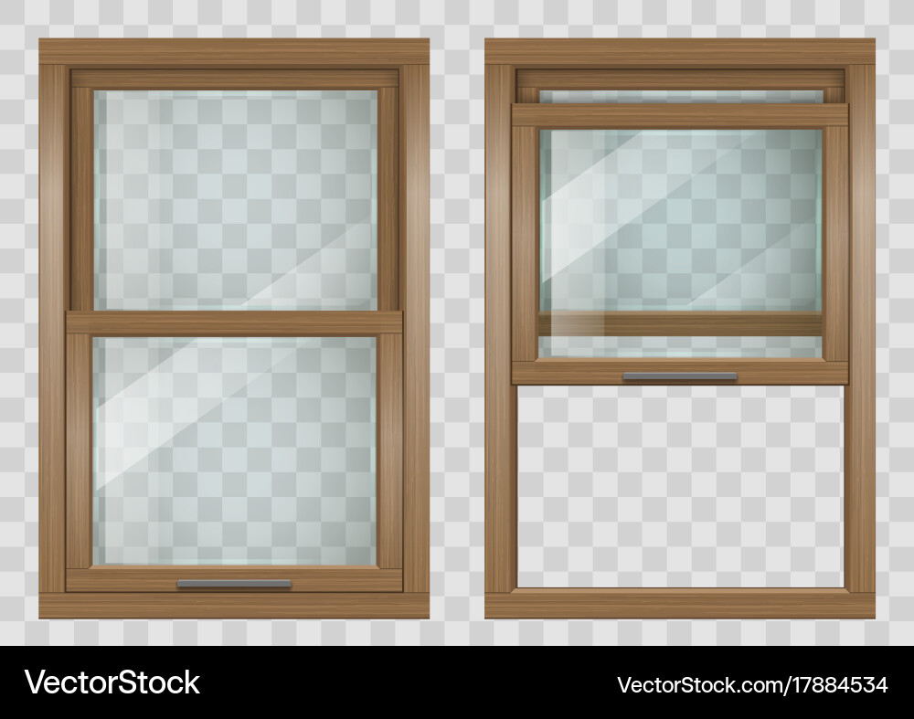 Wooden sliding window Royalty Free Vector Image