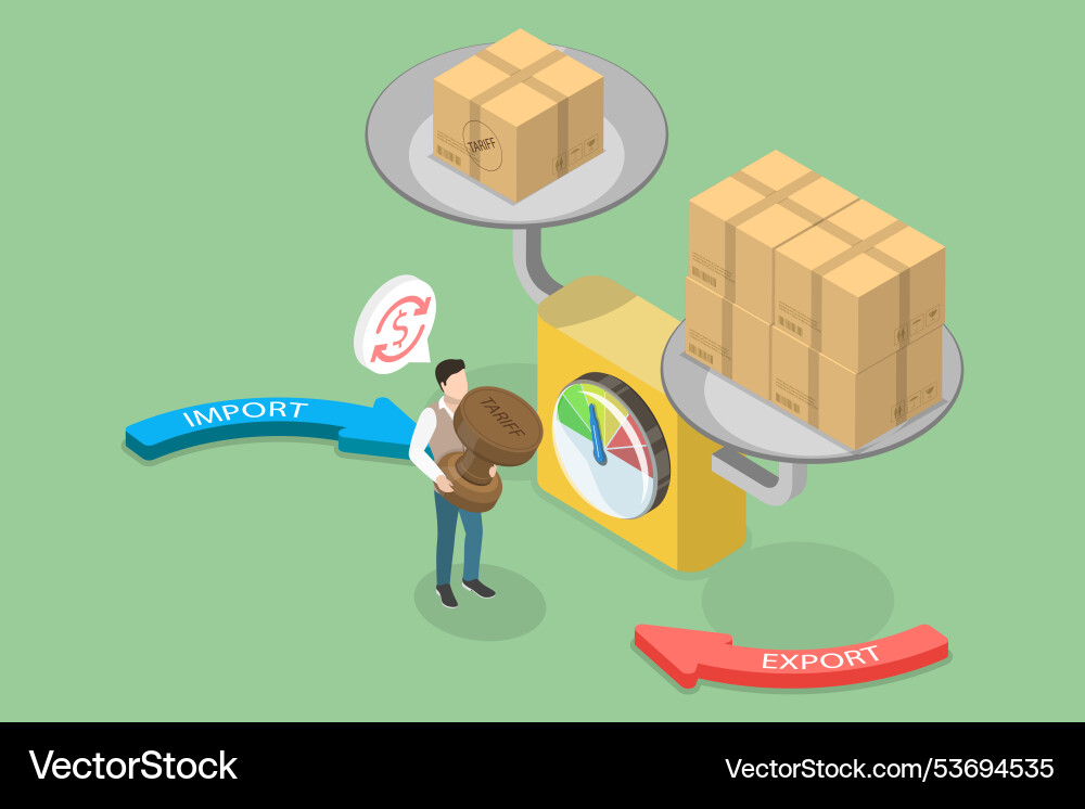 3d isometric flat of import Royalty Free Vector Image
