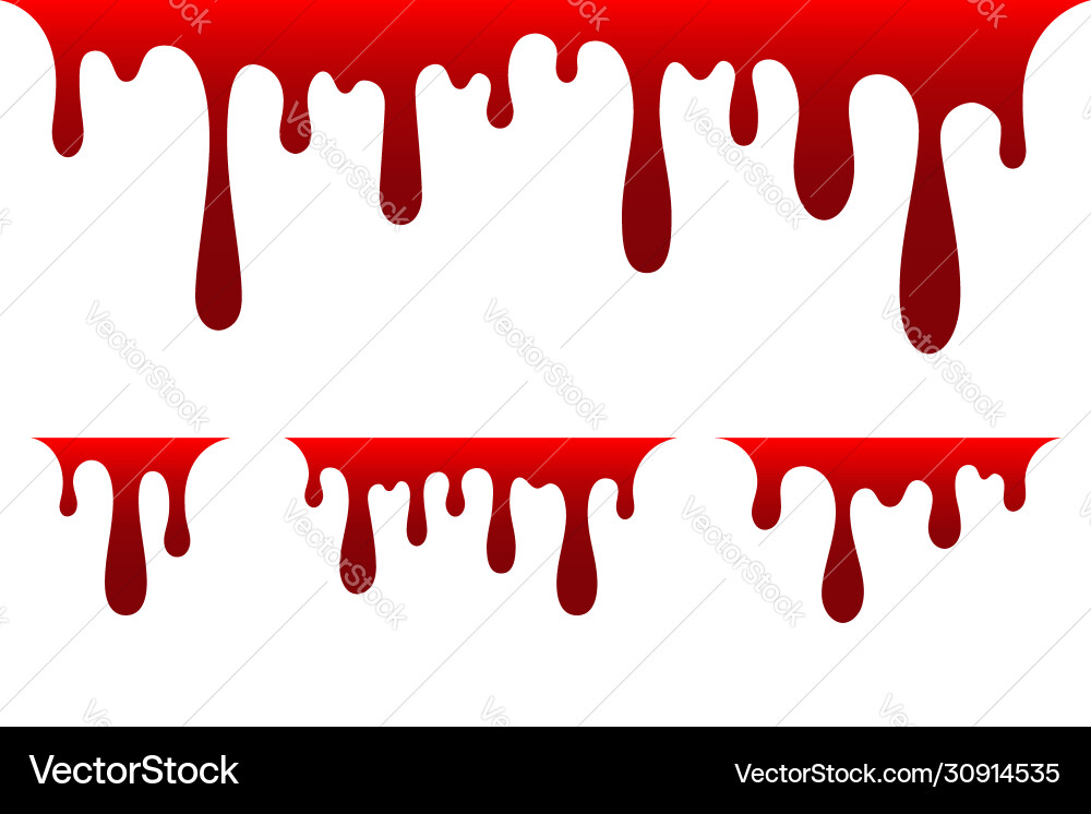 Blood drip set drop isolated white Royalty Free Vector Image