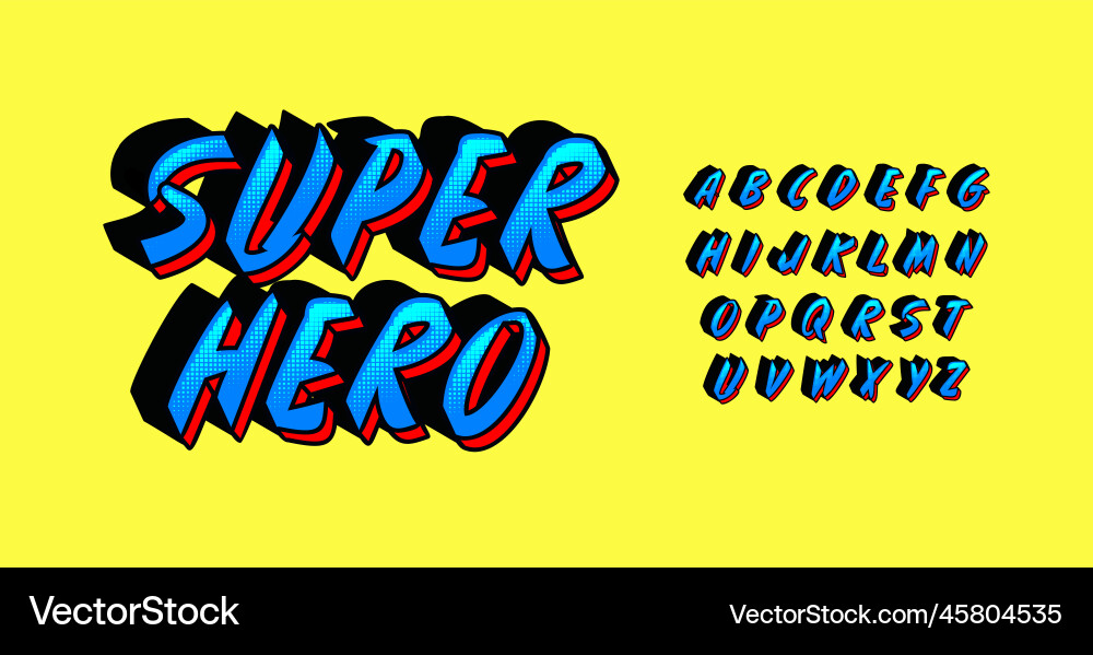 Comic book alphabet superhero dynamic letters Vector Image