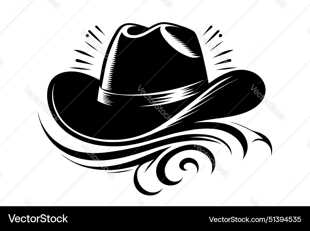 Cowboy hat monochrome clip art Royalty Free Vector Image