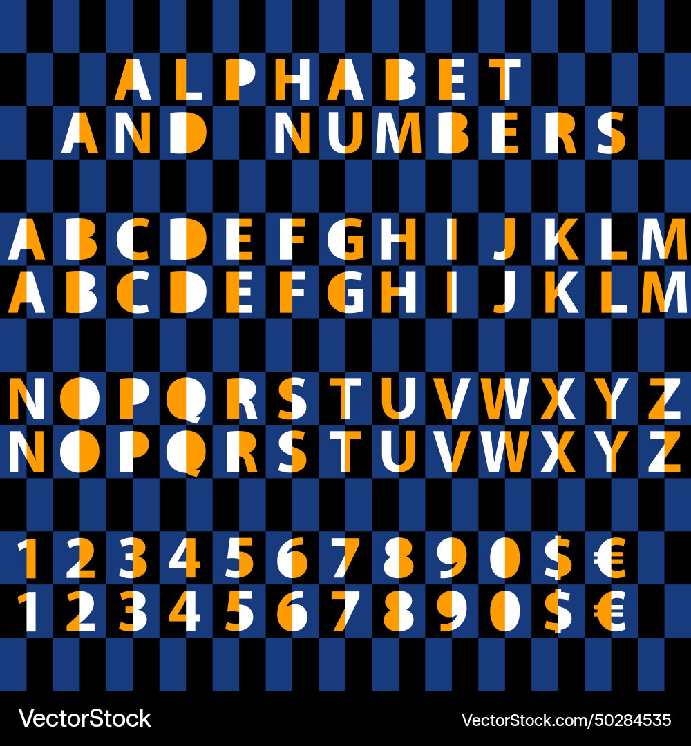 English alphabet with visual vibration effect Vector Image