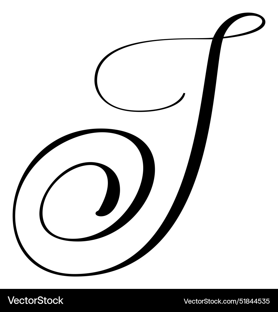 Hand drawn calligraphy letter capital j Royalty Free Vector