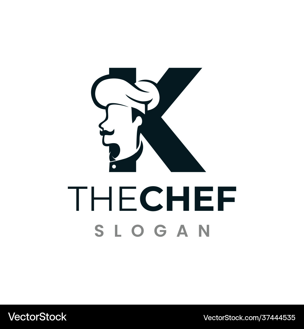 Letter k chef logo initial restaurant cook Vector Image