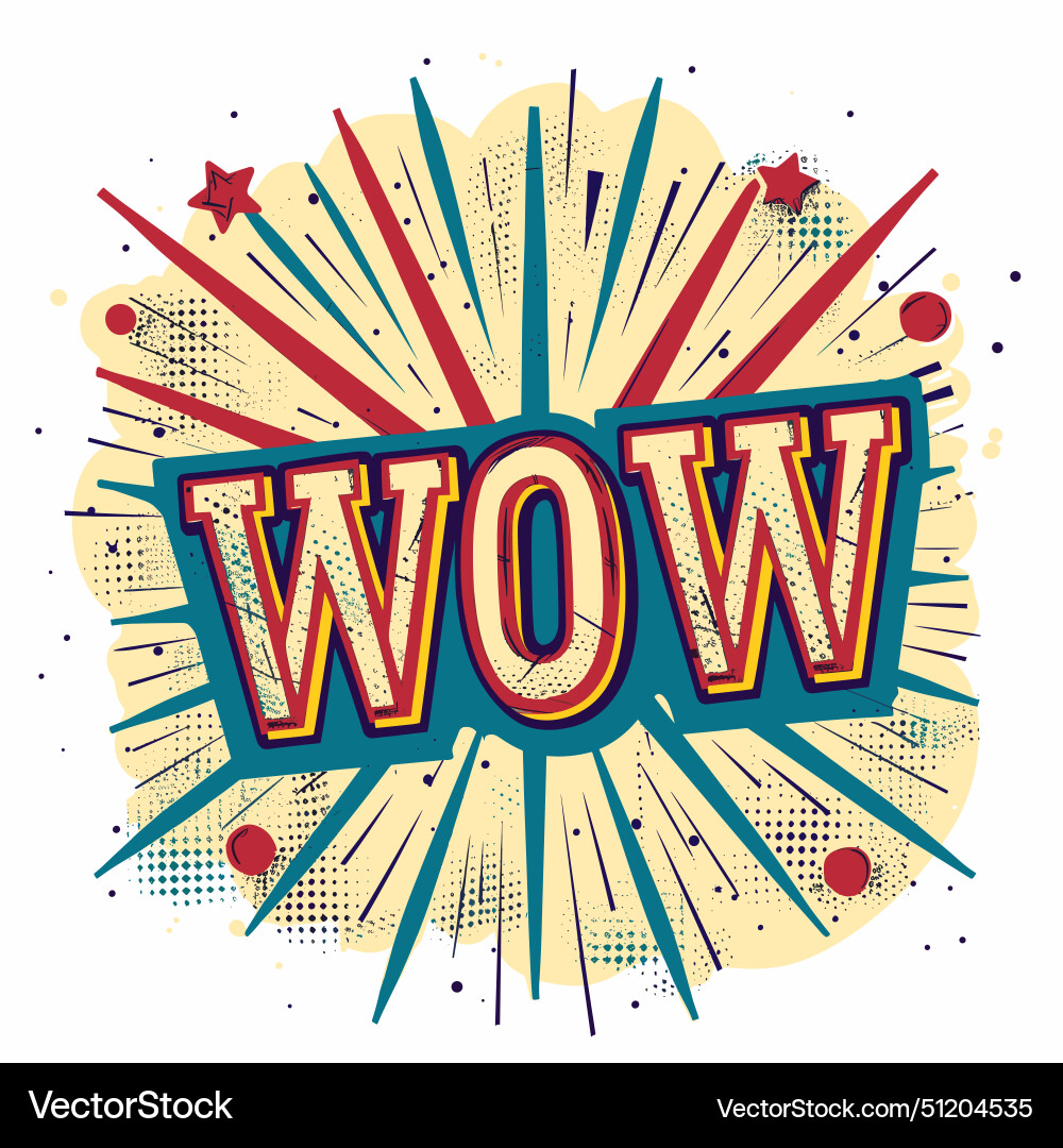 Retro comic book style expression wow centered Vector Image