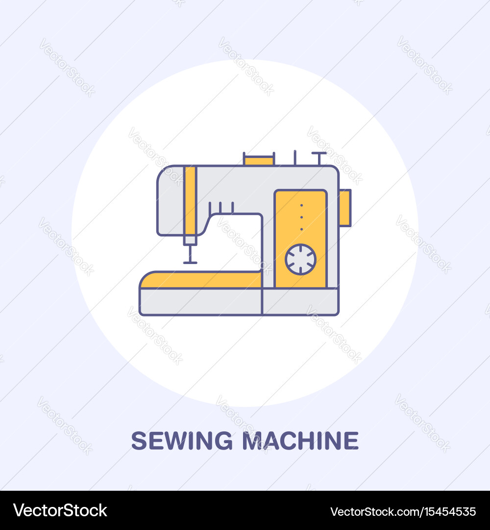 Sewing machine flat line icon logo Royalty Free Vector Image