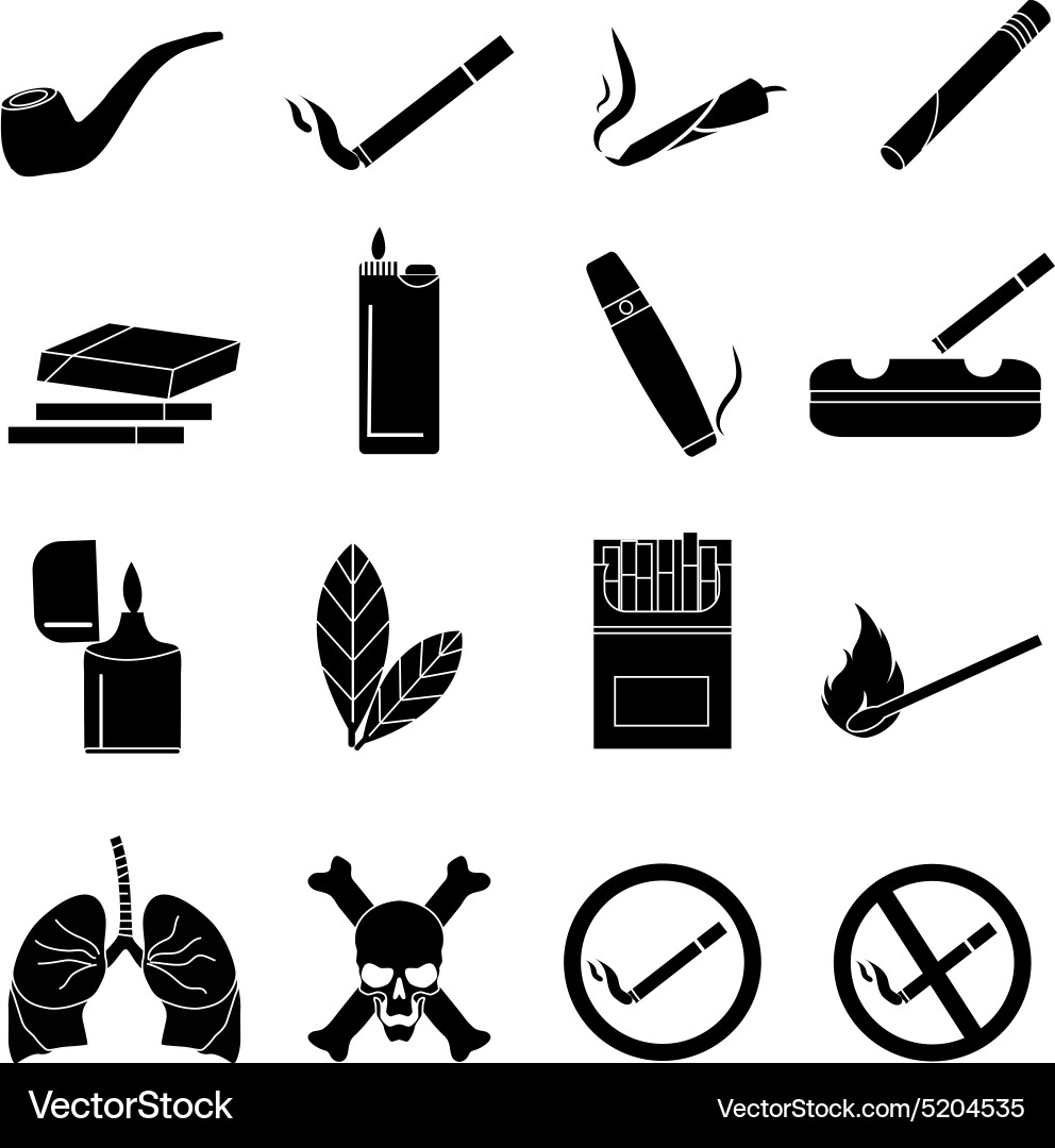 Smoking icons set Royalty Free Vector Image - VectorStock