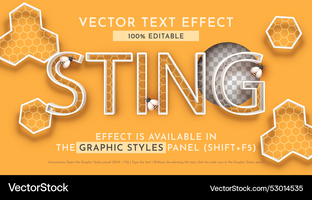 Sting editable text effect graphic style Vector Image