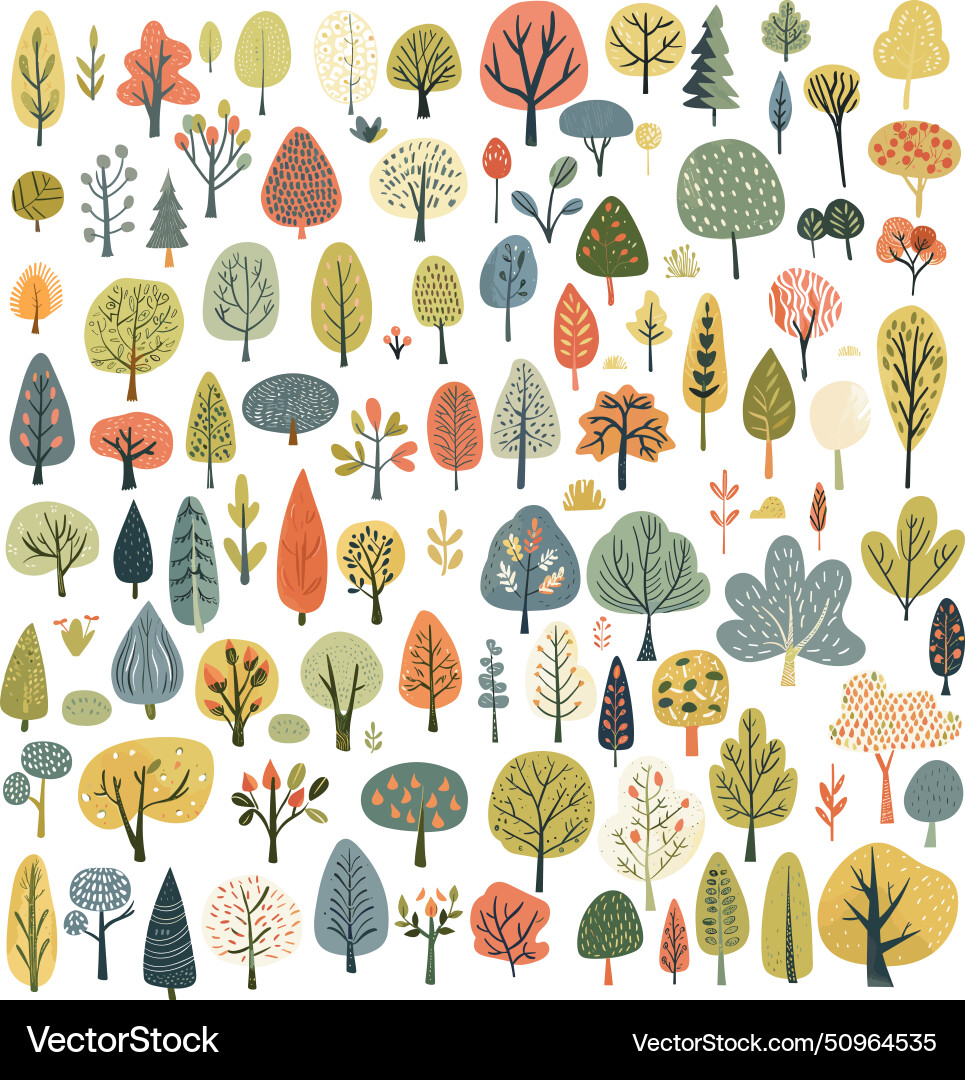Trees in flat nordic style tree and bush symbols Vector Image