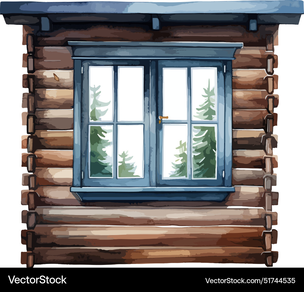Window rustic cabin sea clipart Royalty Free Vector Image
