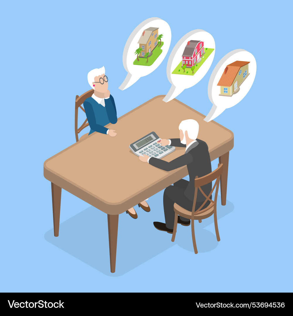 3d isometric flat of mortgage Royalty Free Vector Image