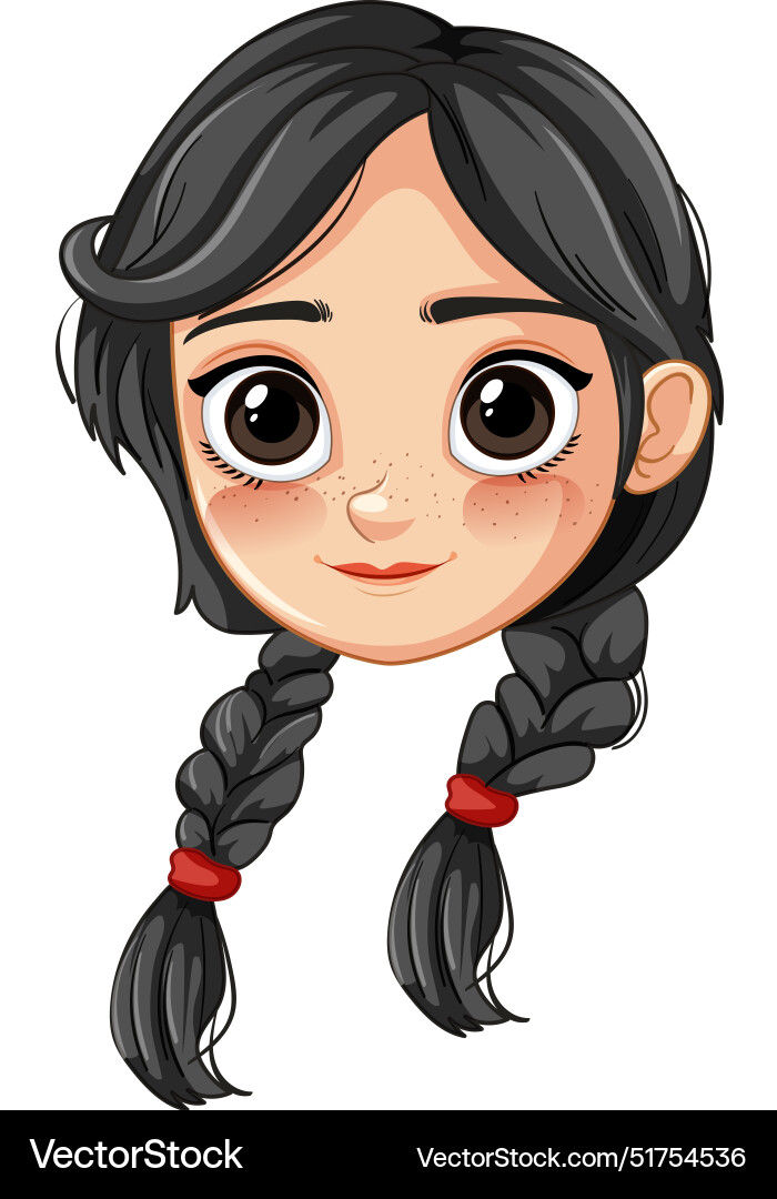 A girl with black braids Royalty Free Vector Image
