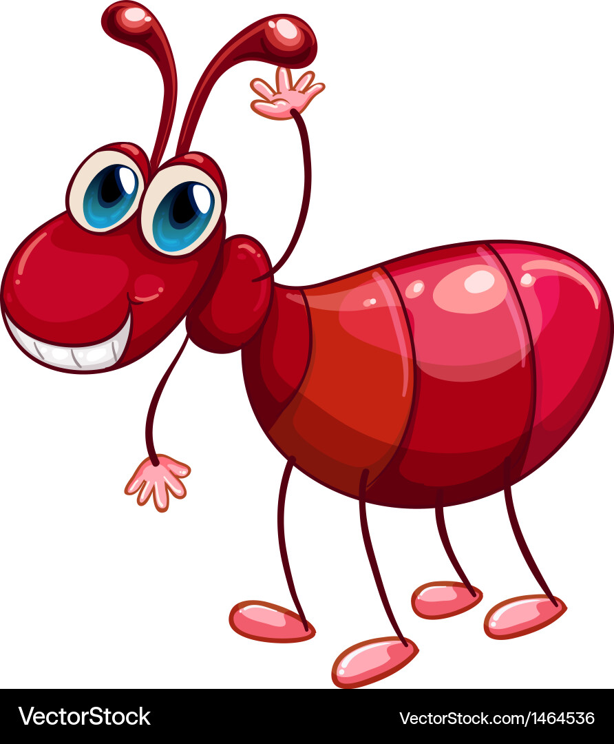 A smiling ant waving Royalty Free Vector Image