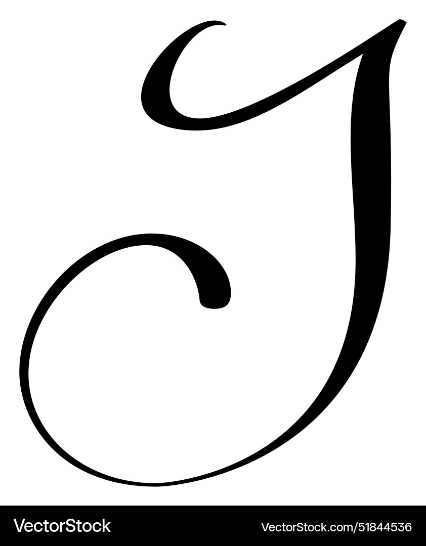 Hand drawn calligraphy letter j script Royalty Free Vector
