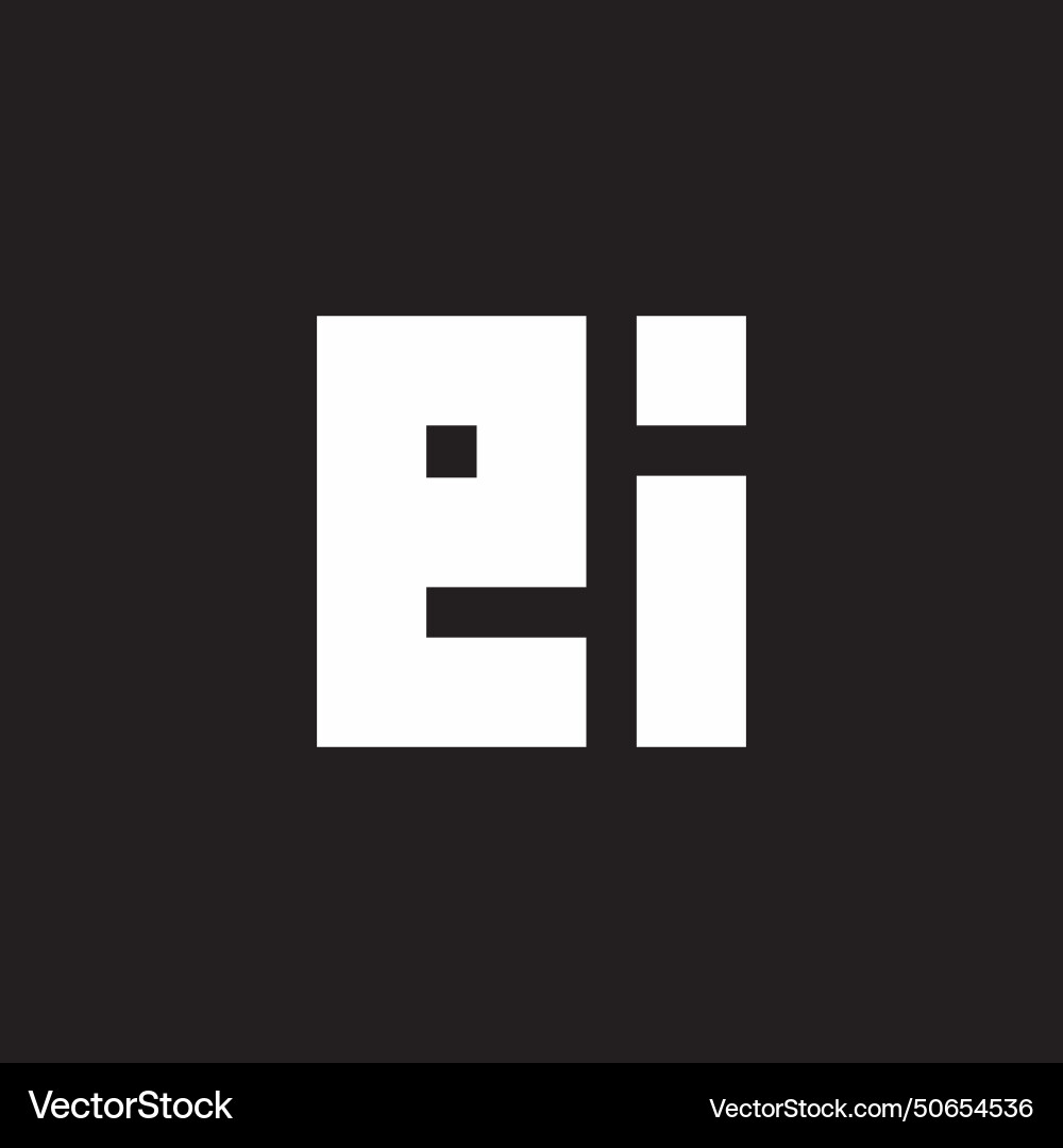 Letter ei stripes square lowercase logo Royalty Free Vector