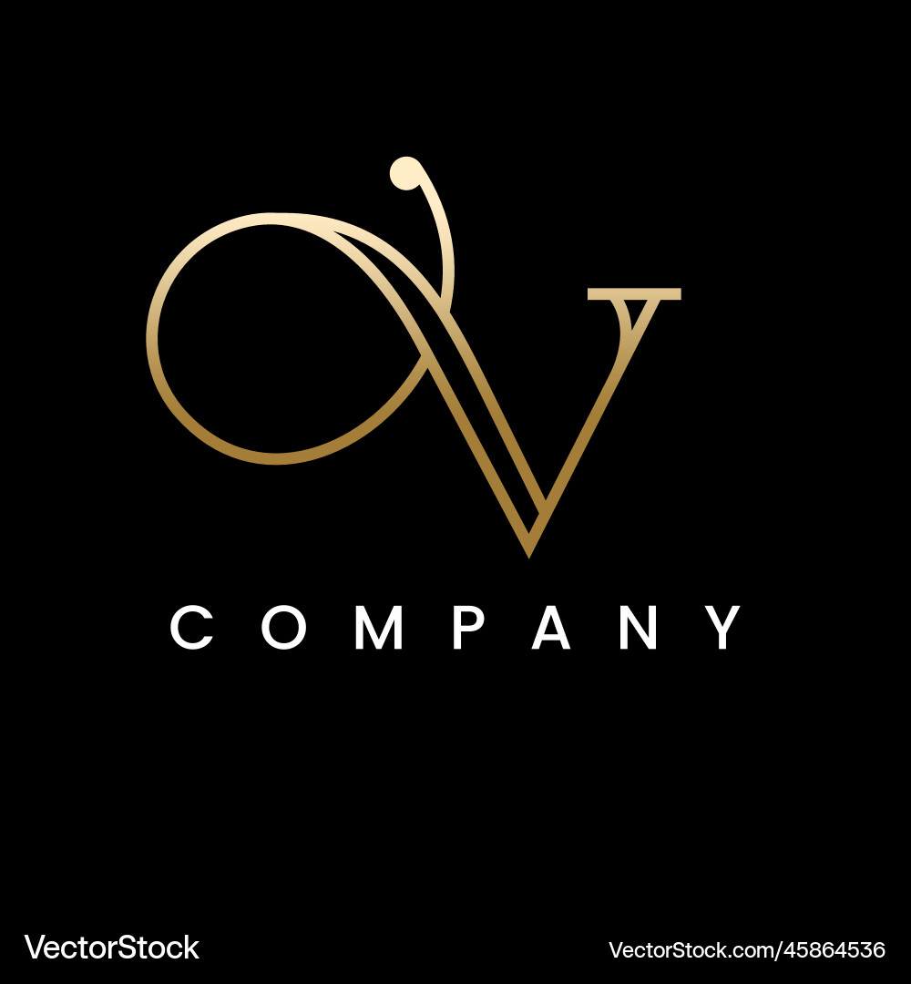 Letter v luxury line logo design Royalty Free Vector Image