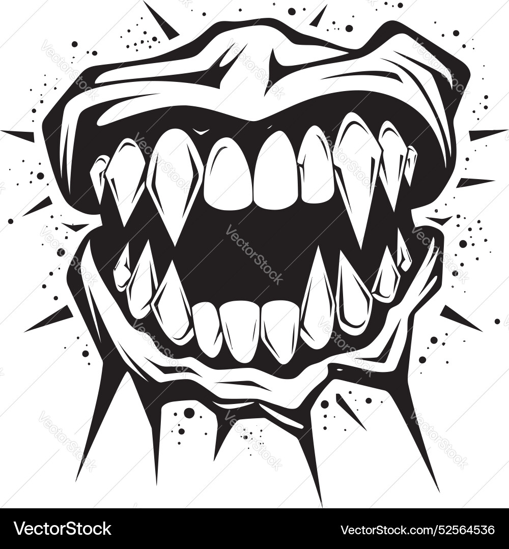 Macabre grin sinister mouth graphic haunting Vector Image