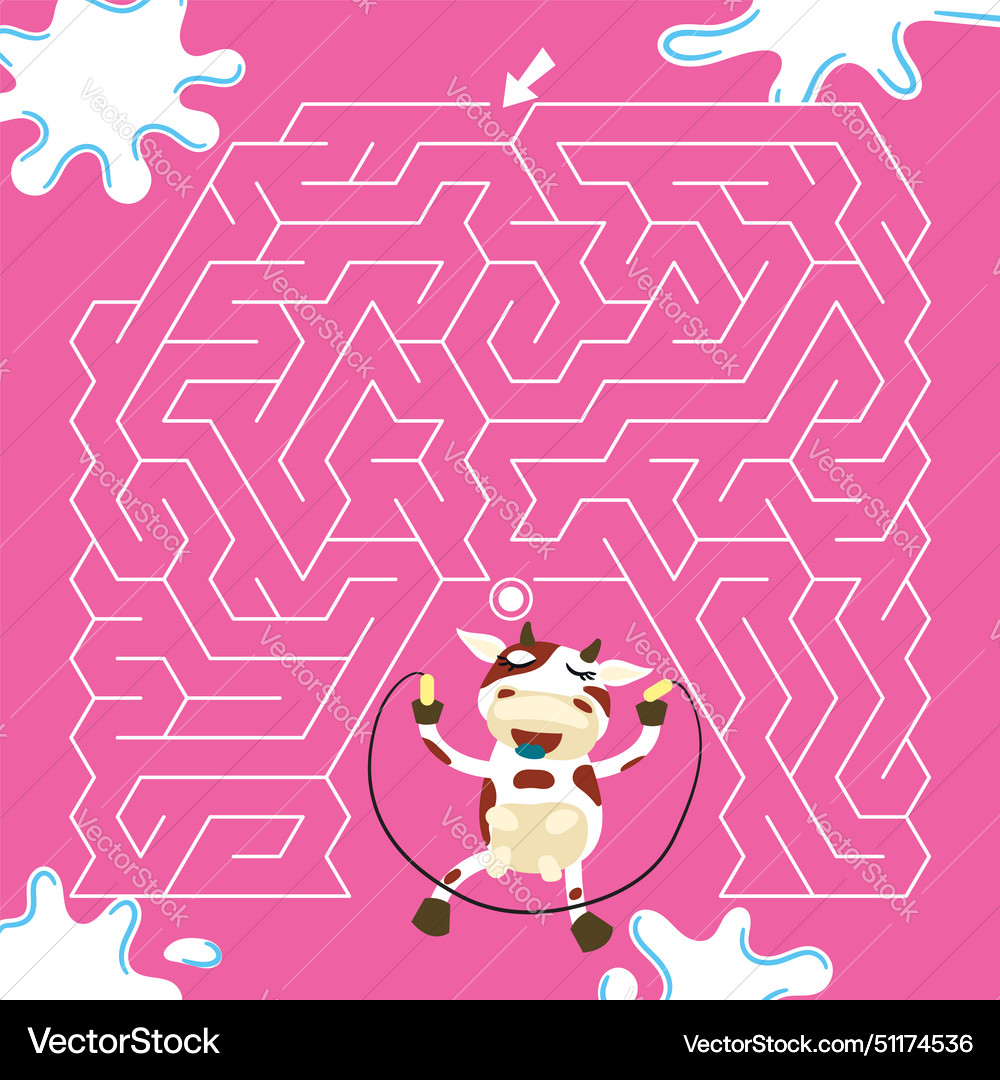 Maze game labyrinth cow Royalty Free Vector Image