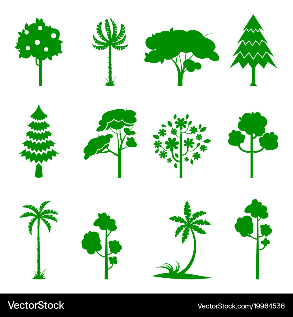 Set of green tree icons Royalty Free Vector Image