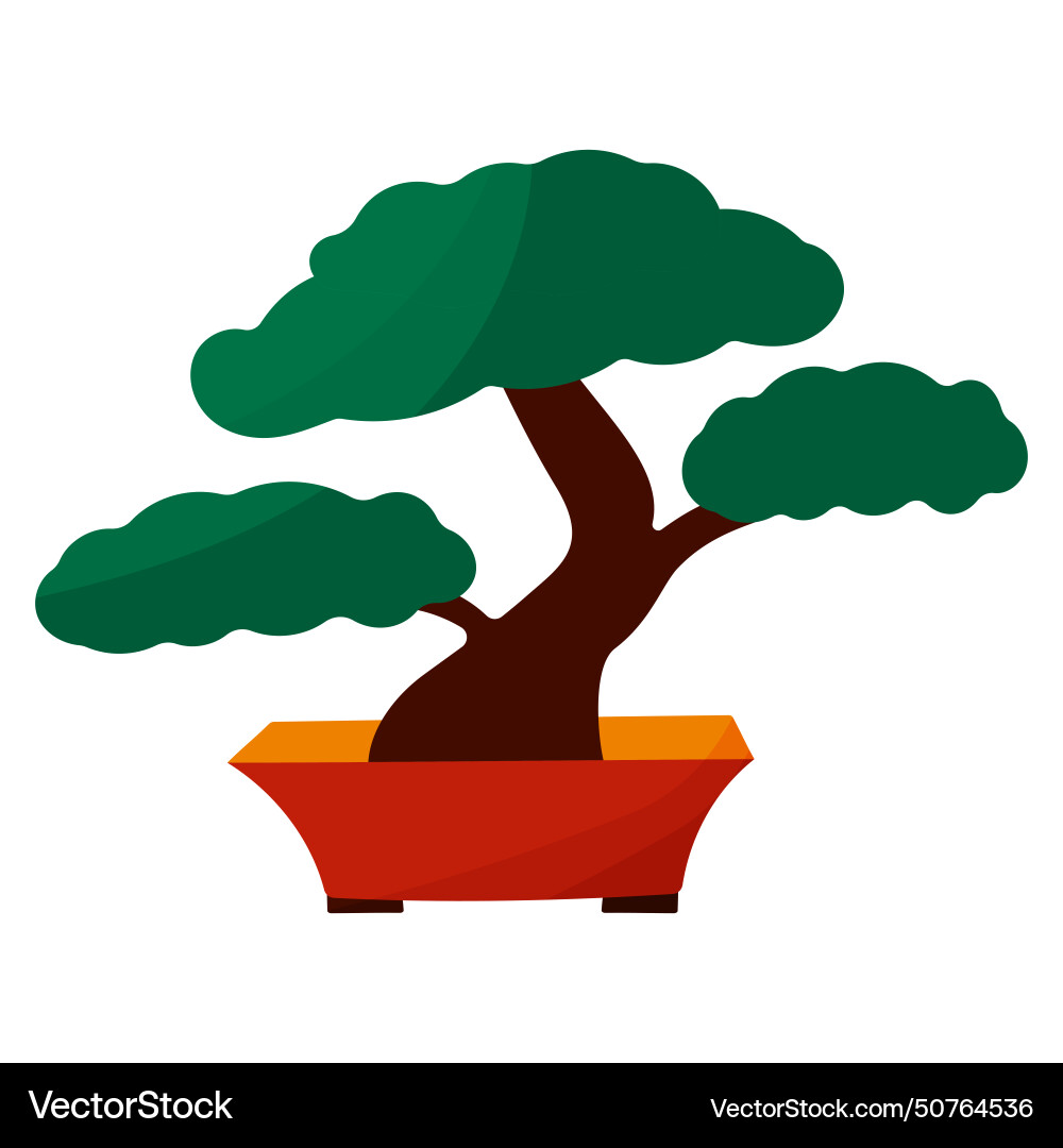 Small tree pot icon chinese bonsai plant Vector Image