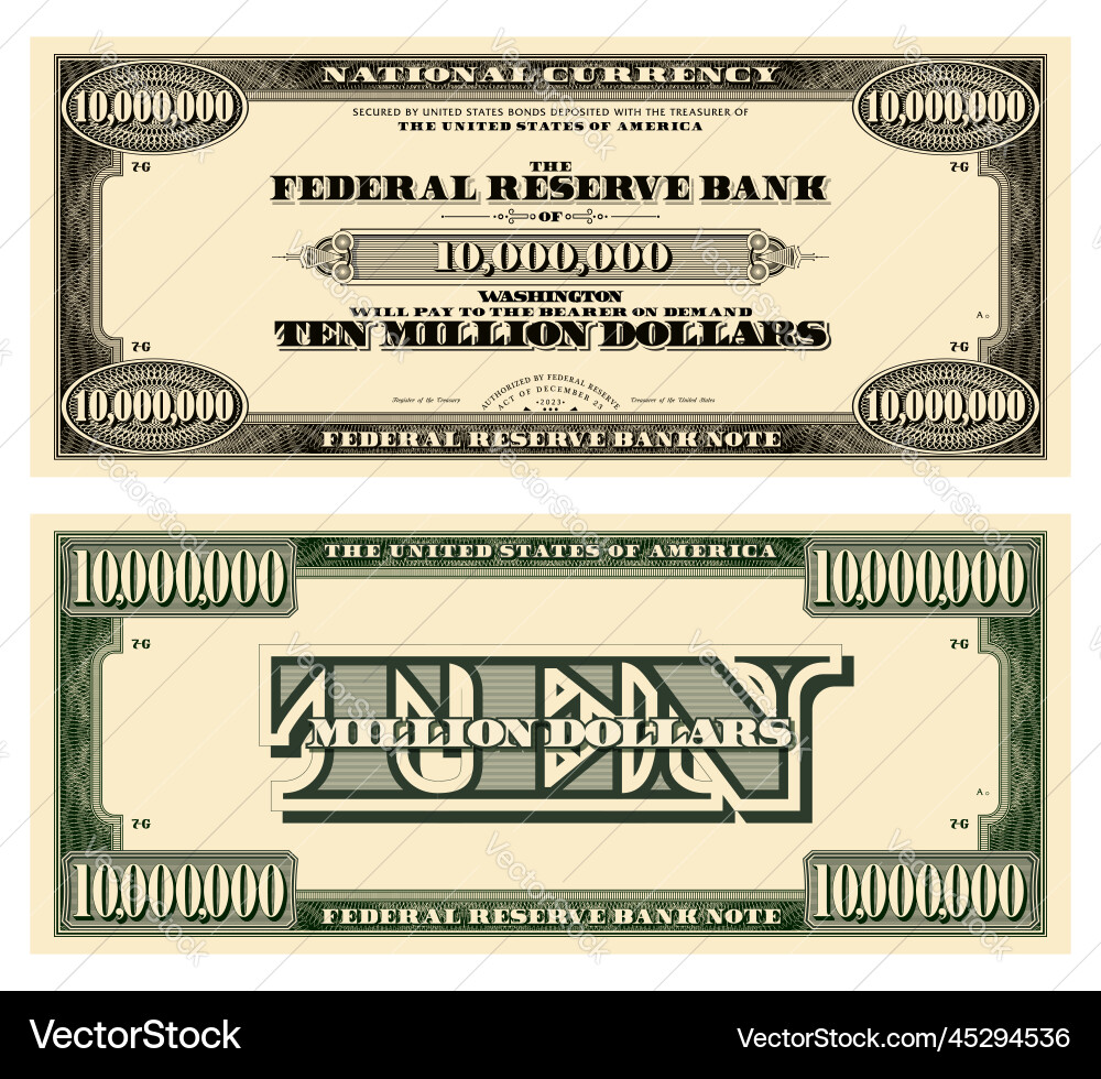 Template obverse and reverse ten million Vector Image