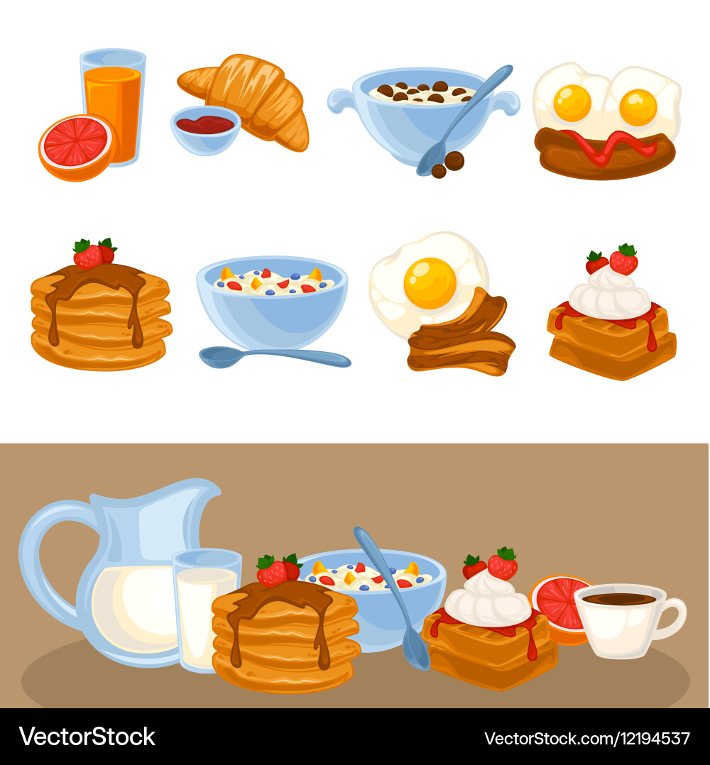 Breakfast Food Icons Set Royalty Free Vector Image