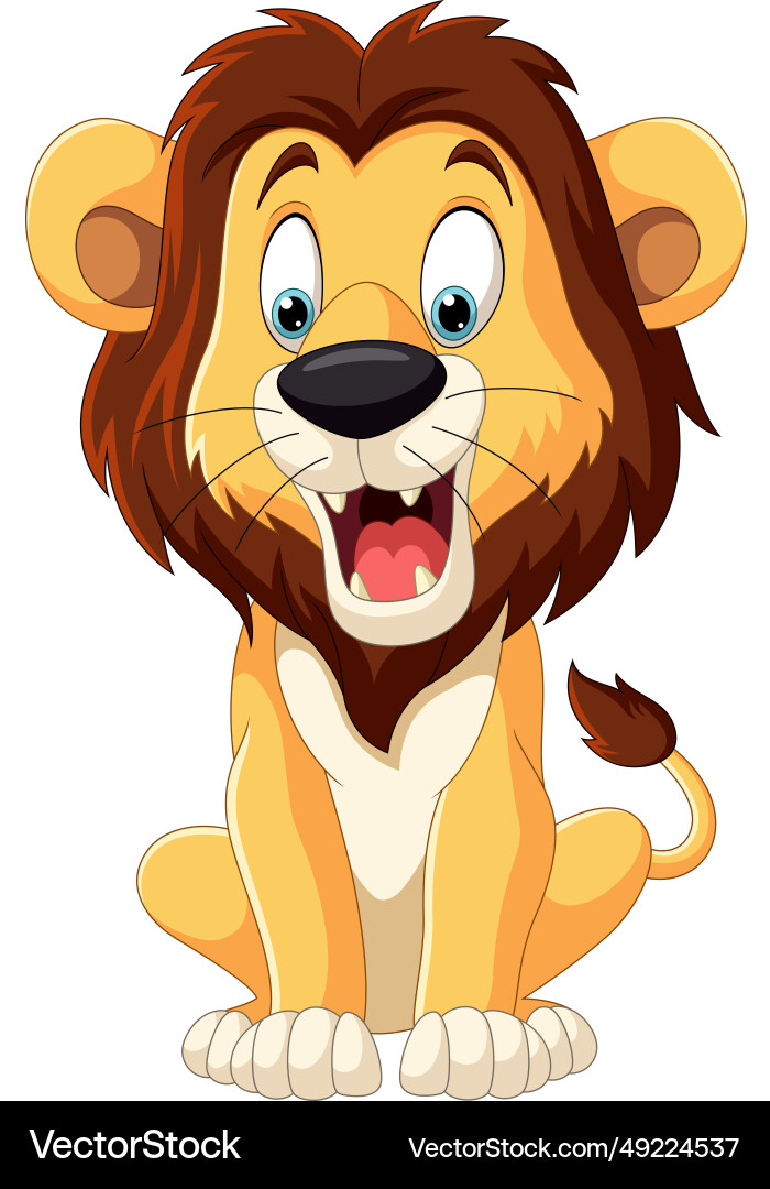 Cartoon funny lion on white background Royalty Free Vector
