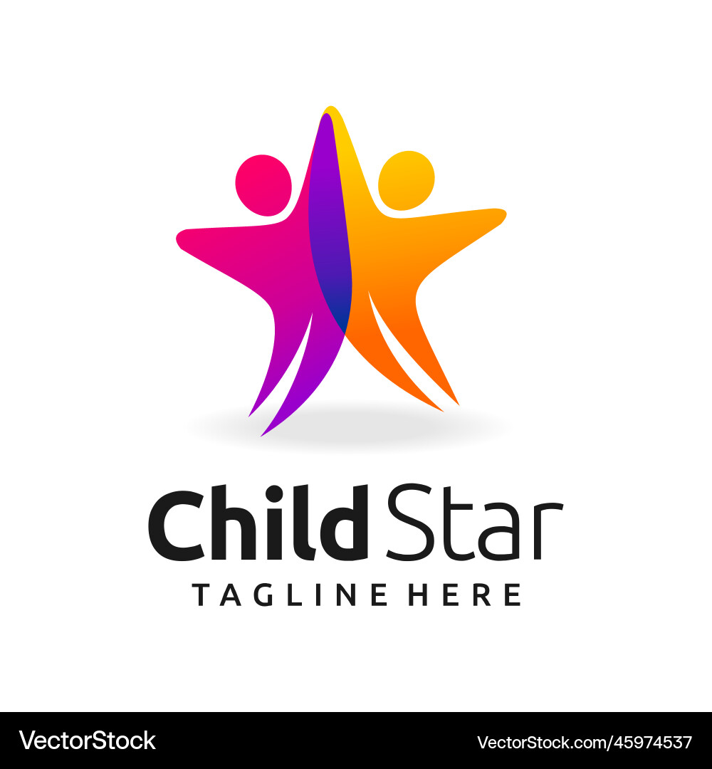 Child star logo with concept Royalty Free Vector Image