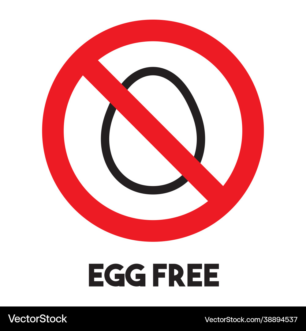Egg-Free Sign - Warning Symbol Royalty Free Vector Image