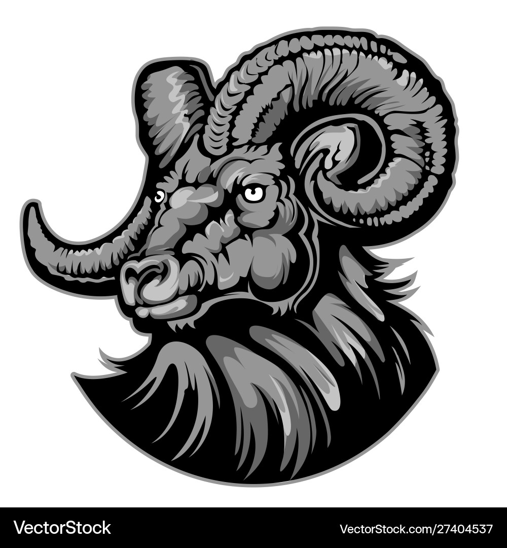 Goat head logo icon back Royalty Free Vector Image
