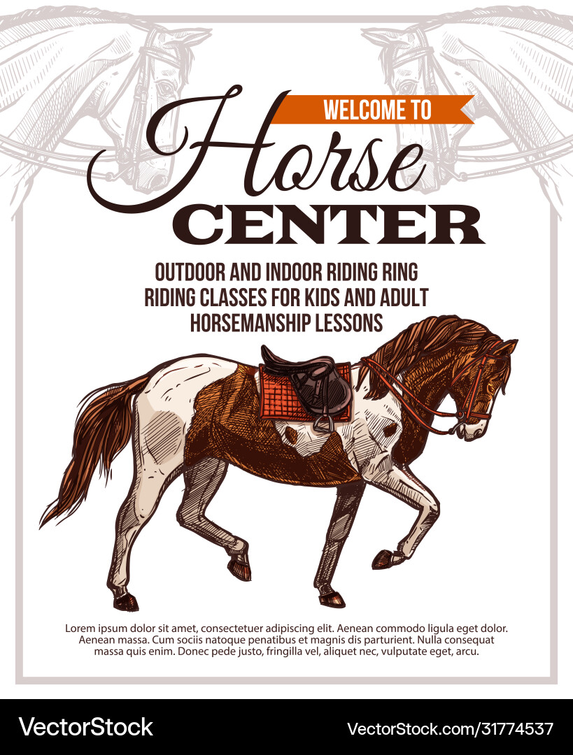 Horse riding poster for center Royalty Free Vector Image