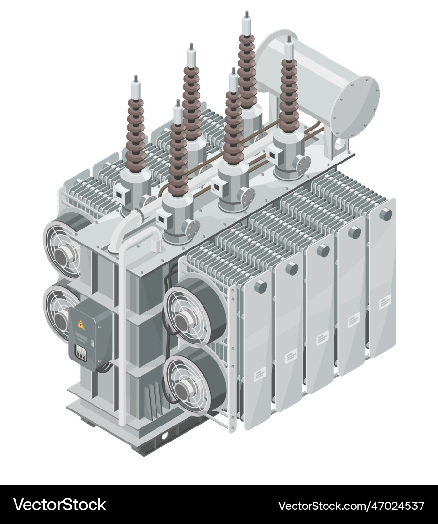 Industrial Power Transformer - Isometric View Vector Image