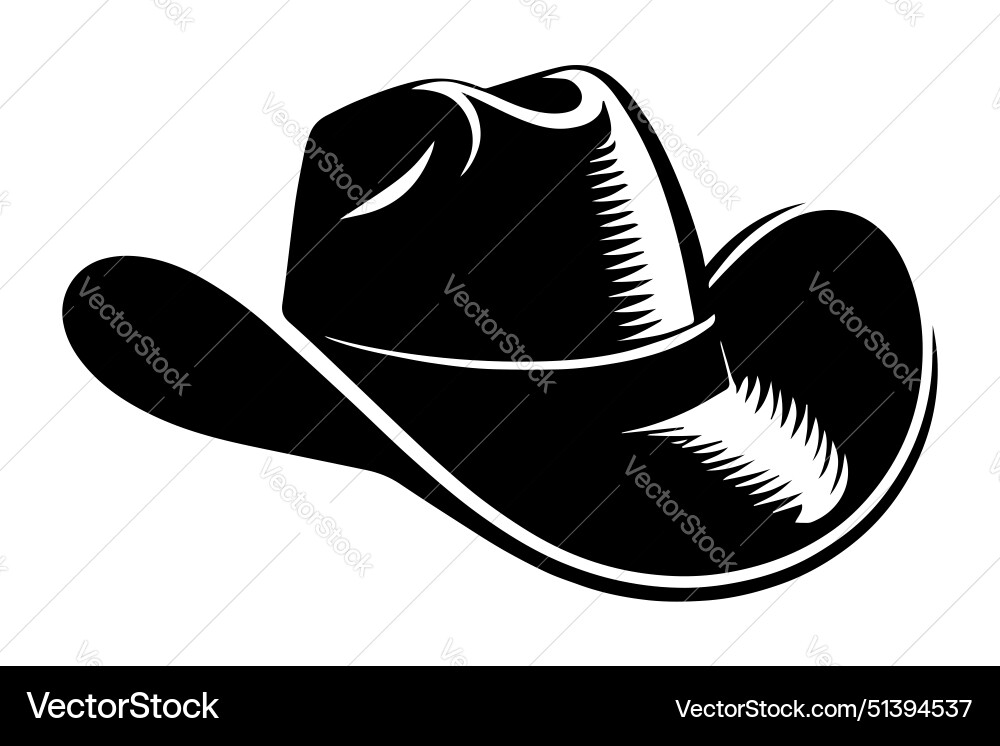 Monochrome Cowboy Hat Silhouette Royalty Free Vector Image
