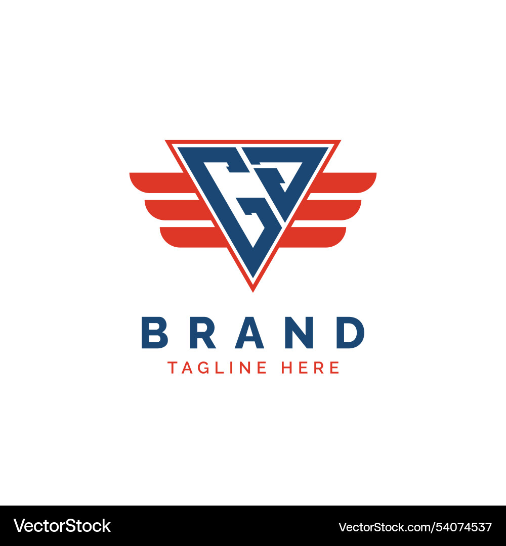 Patriotic gj logo initials letter winged Vector Image